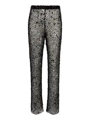 Lapointe Net Mesh Sequin Flare Pants - Black