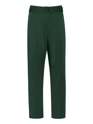 Lapointe Satin Belted Cropped Pant - Forest
