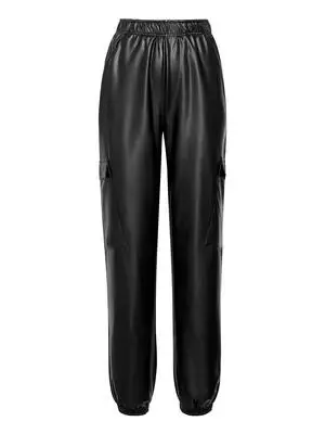 Lapointe Lightweight Faux Leather Cargo Joggers - Black