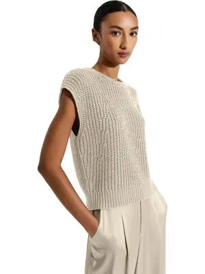 LAPOINTE Lapointe Silk Yarn Sleeveless Crop Sweater