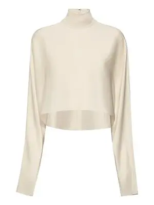 Lapointe Lapointe Satin Caftan Top With Mock Neckline Ecru