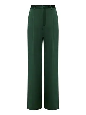 Lapointe Relaxed Pleated Satin Trousers - Forest