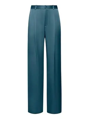 Lapointe Relaxed Pleated Satin Trousers - Slate