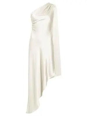 Lapointe One Shoulder Satin Dress With Asymmetrical Hem - Cream