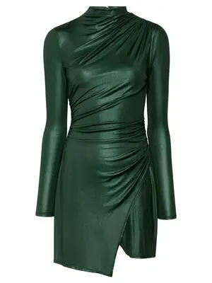 Lapointe Coated Jersey Draped Mini Dress - Forest