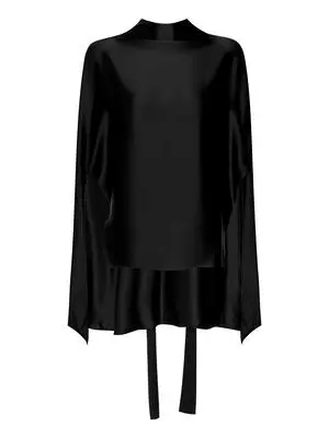 Lapointe Doubleface Satin Scarf Cape Top - Black