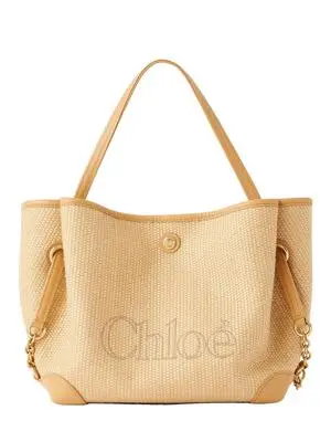 Chloé Clover Raffia-effect Tote With Leather Trim - Neutrals