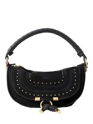 Chloé Marcie Mini Studded Suede Tote - Black
