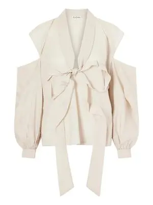 Acne Studios Bow-embellished Cut-out Lyocell Blouse - Neutrals