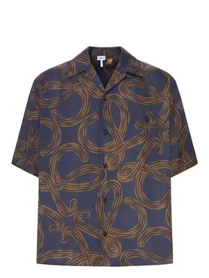 Loewe X Paula`s Ibiza Short-sleeved Silk Twill Shirt With All-over Anagram Print - Multicolor