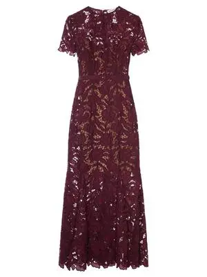 SELF-PORTRAIT Midi Lace Dress - Red