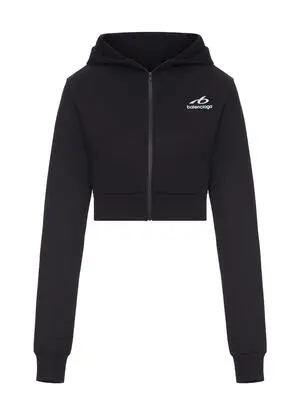 Balenciaga Cocoon Techwear Full Zip Sweatshirt - Black