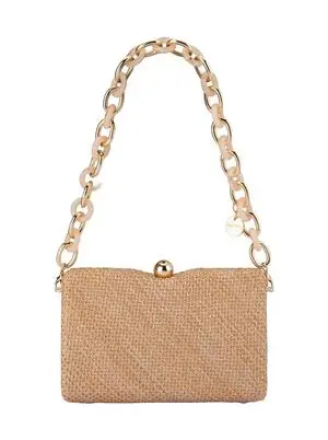 OLGA BERG Birdie Woven Clutch - Natural