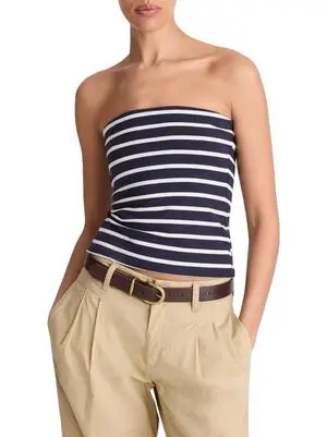Madewell Striped Knit Tube Top - Navy