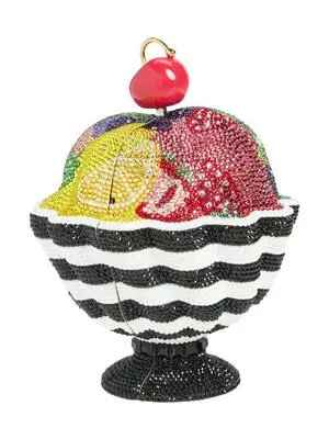 Judith Leiber Crystal Ice Cream Sundae Clutch - Silver Chalk Multi
