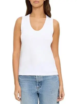 Michael Stars Brynn Scoop Neck Muscle Tank - White