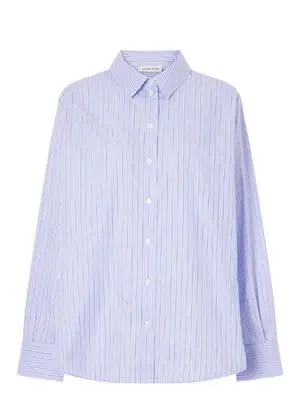 ANINE BING Essie Striped Cotton-poplin Shirt - Blue