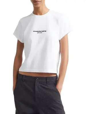 Alexander Wang Shrunken Cotton Logo T-shirt - White