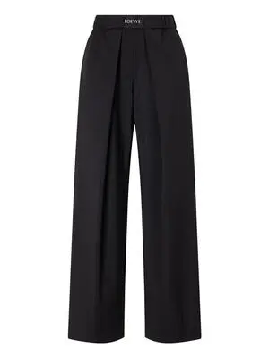Loewe Pleated Wool Mid-rise Straight-leg Pants - Black