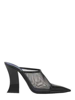 LANVIN Nocturne Mule In Mesh And Patent Leather - Black