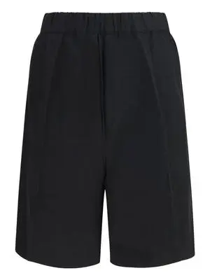 LANEUS Viscose And Linen Bermuda Shorts - Black