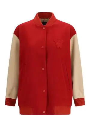 Max Mara Oversized Double Wool Bomber Jacket - Red