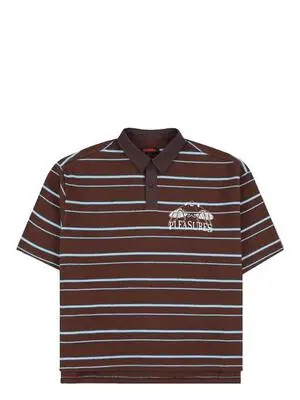 PLEASURES Teleport Stretch Cotton Graphic Polo - Brown