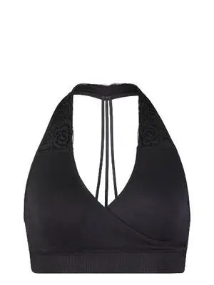 BRABAR Hug Lace Halter B-tween T-strap Sports Bralette - Black