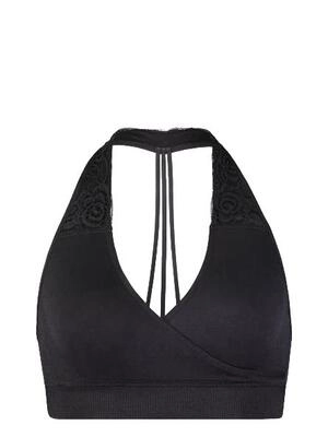 BRABAR Hug Lace Halter Strappy B-tween Sports Bralette - Black