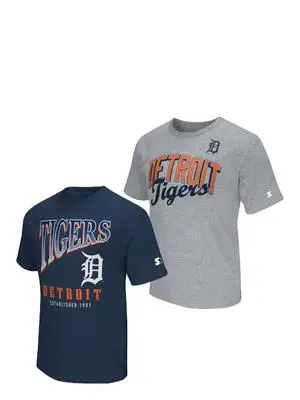 STARTER Heather Gray Detroit Tigers Two-pack T-shirt Set - Navy
