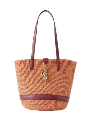 Chloé Raffia Tote Bag With Leather Trim - Brown