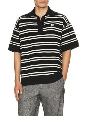 Amiri Ma Stripe Knit Polo - Black