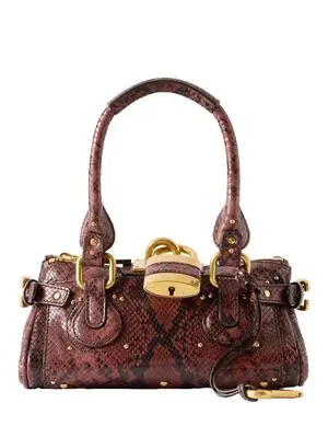 Chloé Paddington Python-effect Shoulder Bag - Brown