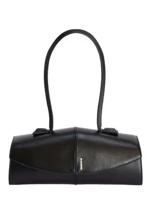JIL SANDER Linea Leather Shoulder Bag - Black