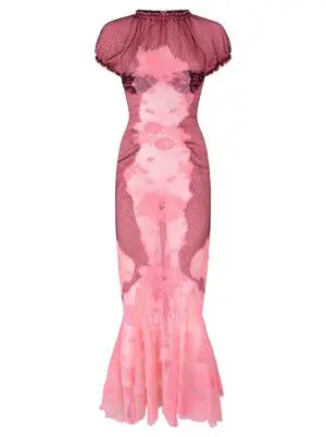 Attico Lace And Mesh Midi Dress - Multicolor