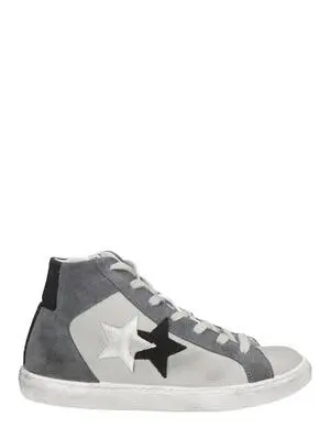 2STAR 2STAR High-Top Leather And Suede Sneakers With Star Detail