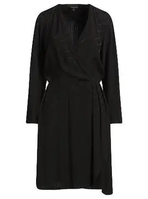 Armani Exchange Viscose Jacquard V-neck Mini Dress - Black