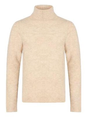 IRISH CRONE Alpaca Wool Blend Turtleneck Sweater - Beige