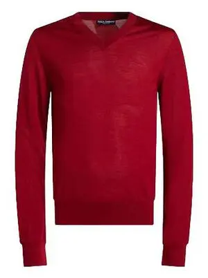 Dolce & Gabbana Cashmere V-neck Sweater - Red