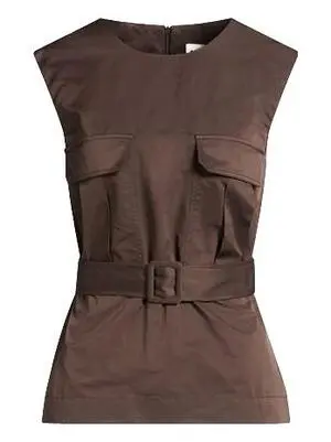 P.a.r.o.s.h Sleeveless Crewneck Top With Belt - Grey