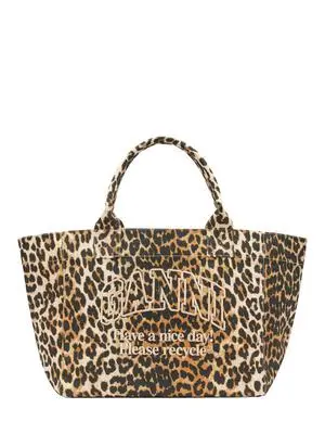 GANNI GANNI Organic Cotton Leopard Print Tote Bag Multi