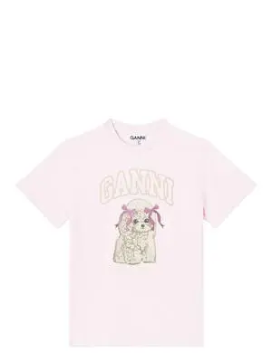 GANNI Graphic Print Organic Cotton T-shirt - Pink
