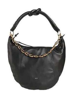 N°21 Leather Maxi Hobo Bag With Gold Tone Chain - Black