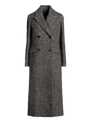 PALTO' Double-breasted Wool And Polyester Coat - Black