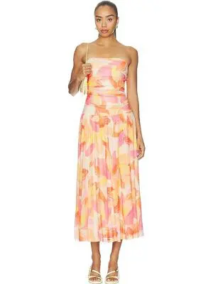 Minkpink Solana Mesh Midi Dress - Abstract Leaf