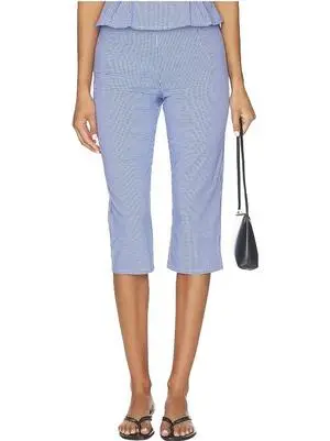 MORE TO COME Drea Capri Pants - Blue Gingham