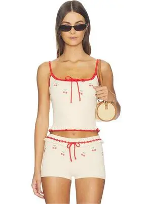 LOVERS AND FRIENDS Felina Cherry Embroidered Tank - Cream