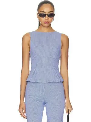 MORE TO COME MORE TO COME Drea Peplum Top Blue