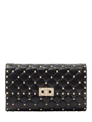 Valentino Garavani Rockstud Spike Quilted Leather Clutch - Black