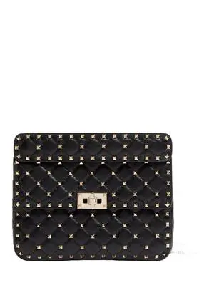 Valentino Garavani VALENTINO GARAVANI Rockstud Spike Leather Bag With Allover Studs Black